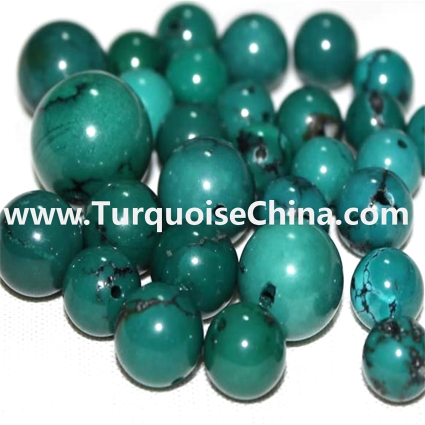 Beautiful Compressed Turquoise Round Beads For Making Jewelry