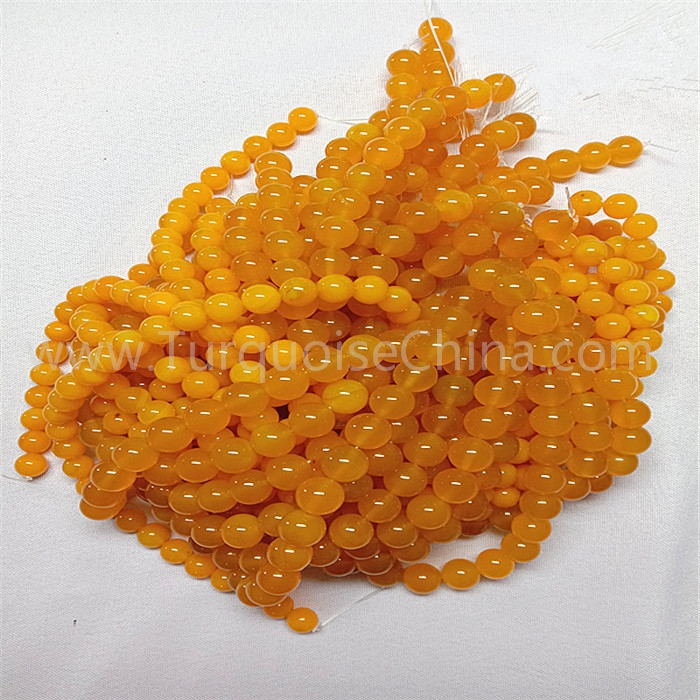 Natural Yellow Carnelian Round Shape Beads Gemstone Strings | Zh
